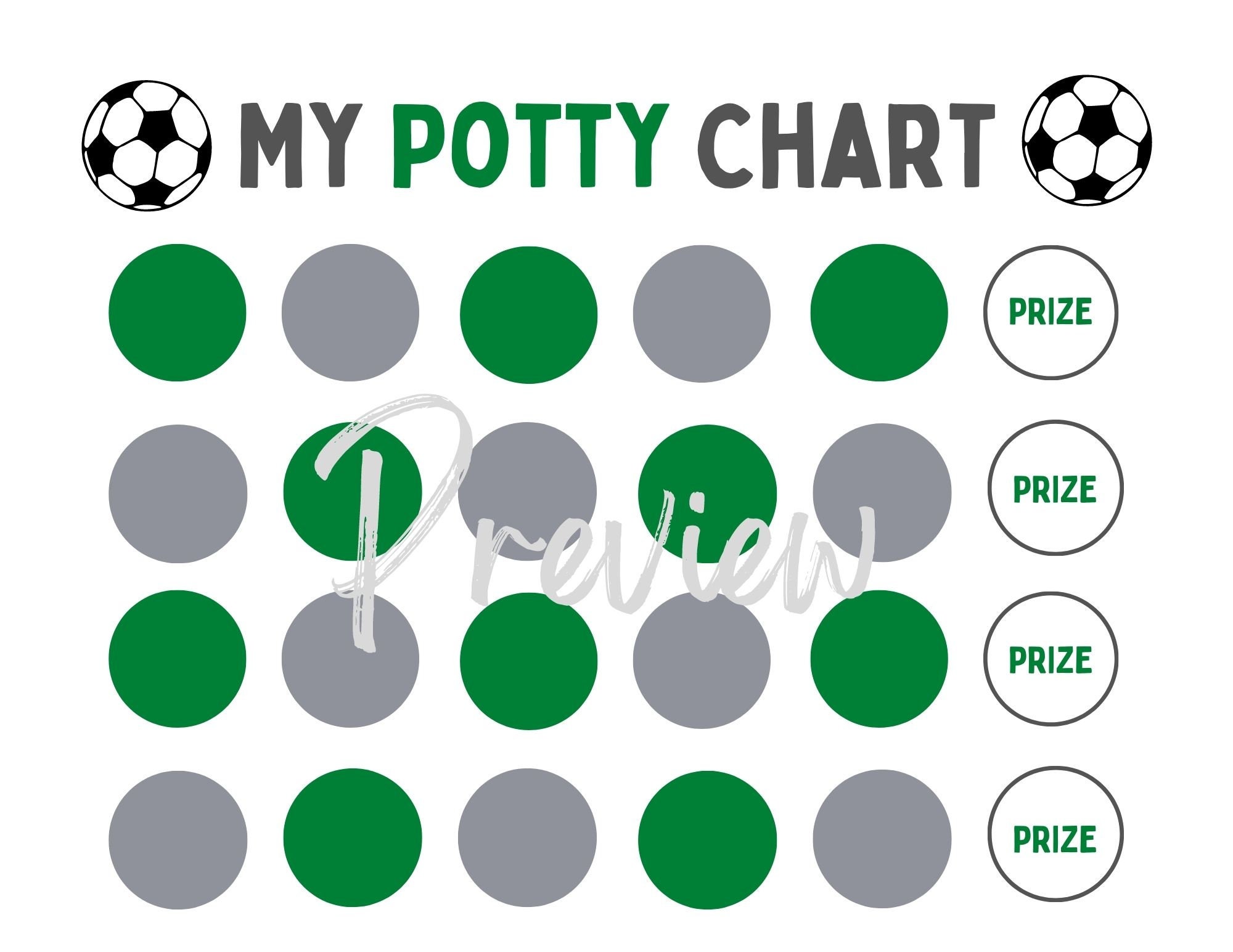 Soccer Potty Training Chart - Instant Download - Toddler Toilet ...