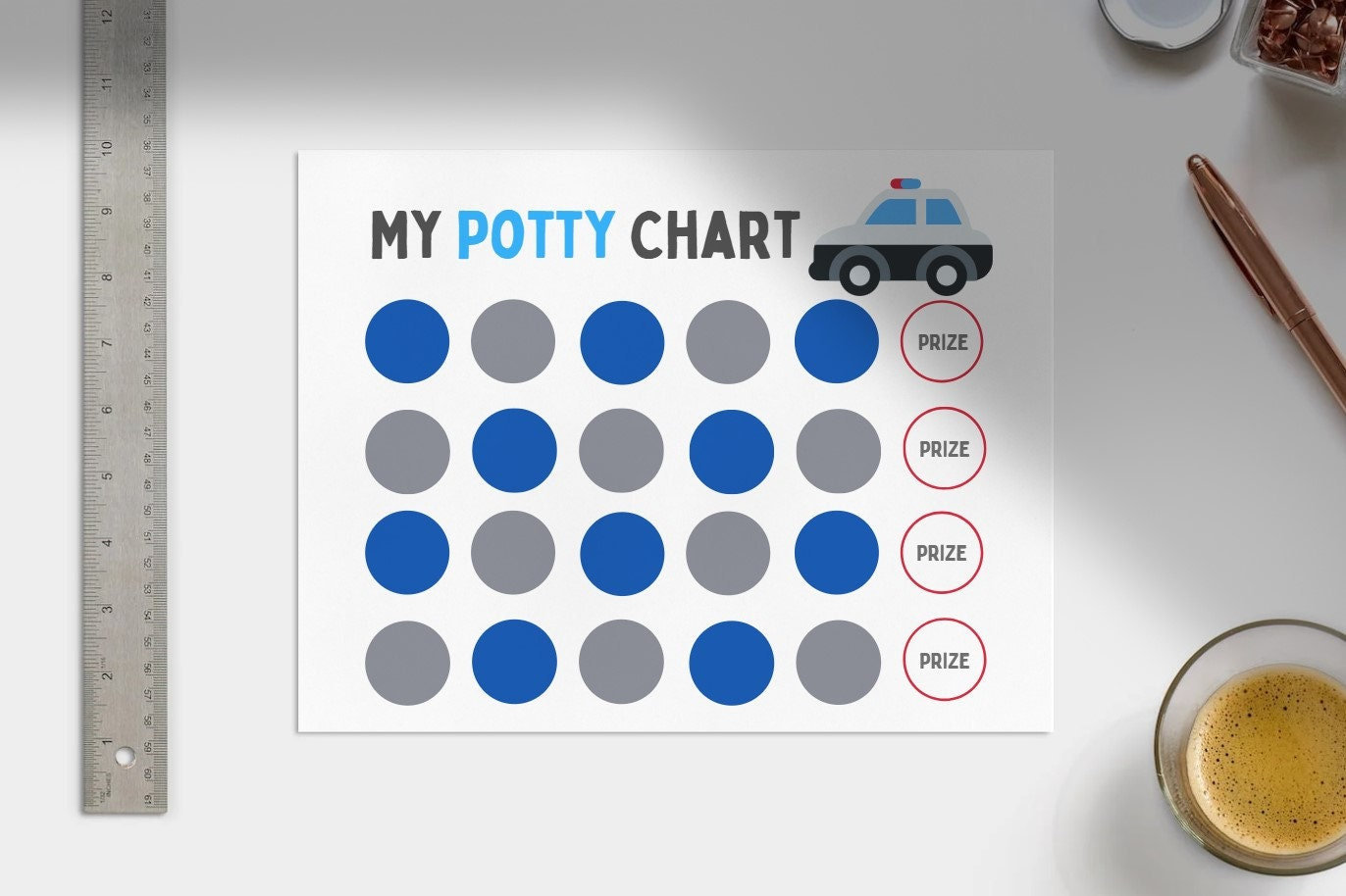 Police Car Potty Training Chart - Instant Download - Toddler Toilet ...