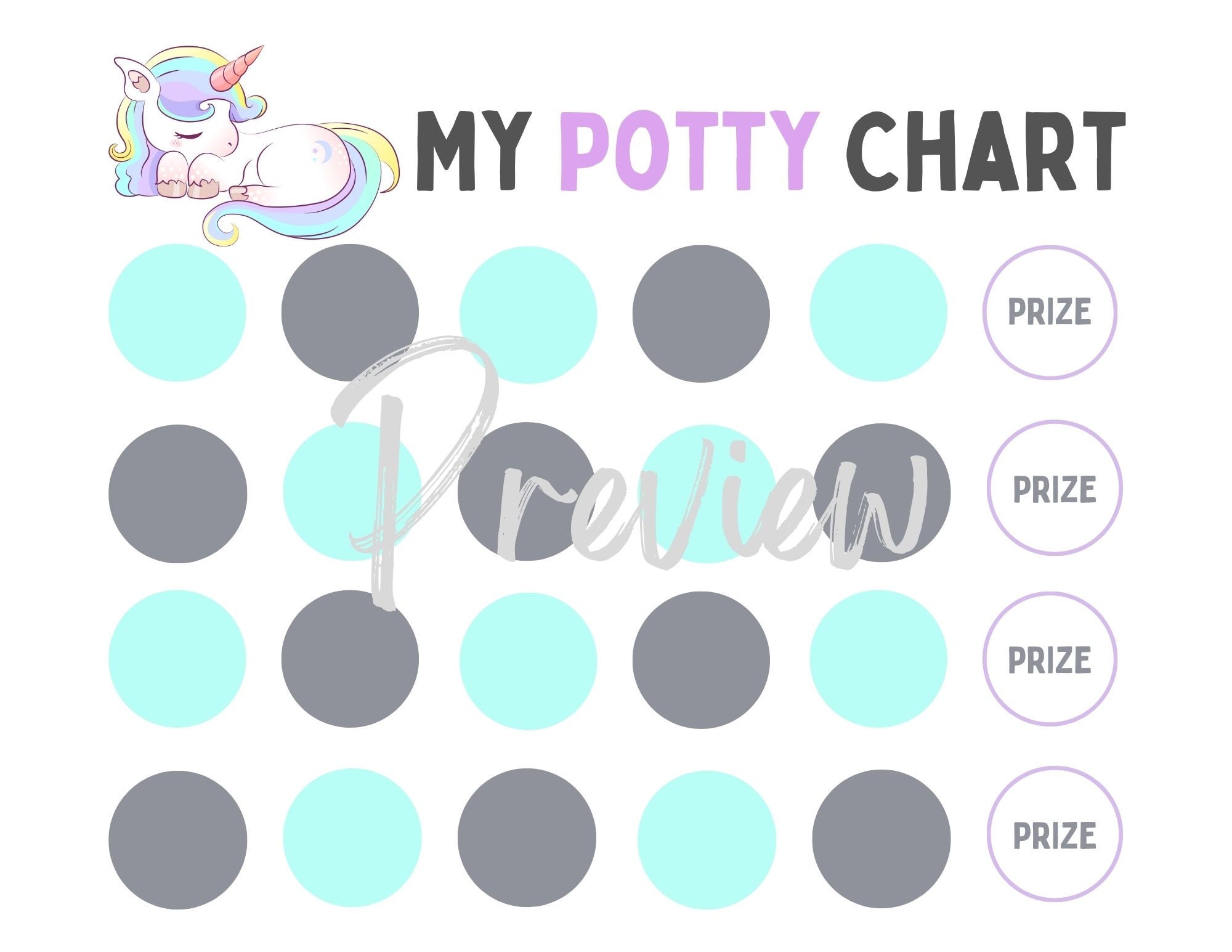 Unicorn Potty Training Chart - Instant Download - Toddler Toilet ...