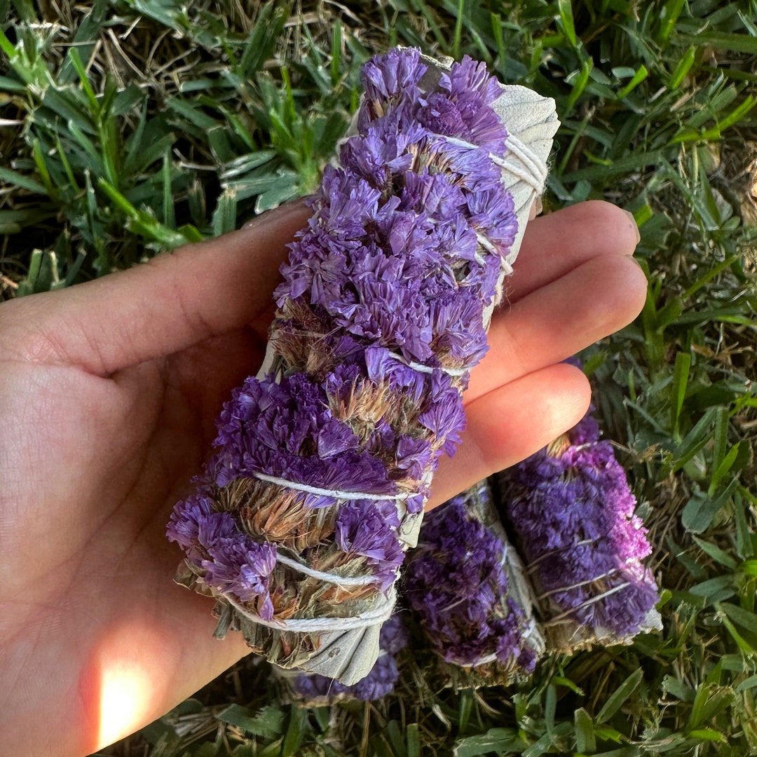 Floral White Sage Smudging Wand 4" - Etsy