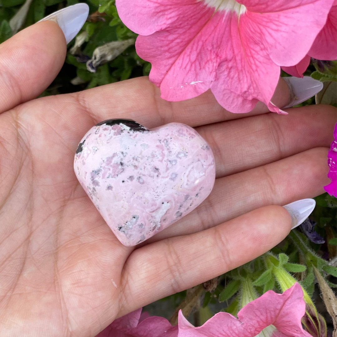 Rhodonite Heart Crystal - Etsy