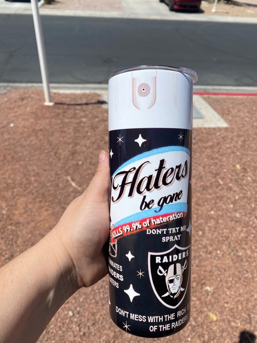 Las Vegas Raiders Tumbler: Haters Be Gone 20oz Stainless Steel - Etsy