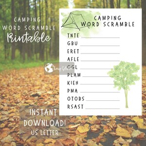 Camping Word Scramble Printable (tiny Explorers) - Etsy