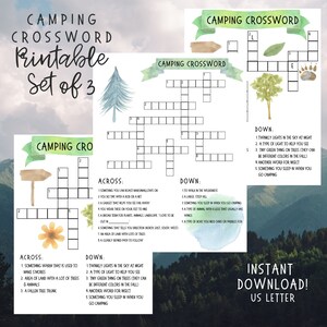 Camping Crossword Puzzle Printable (multi-pack) - Etsy