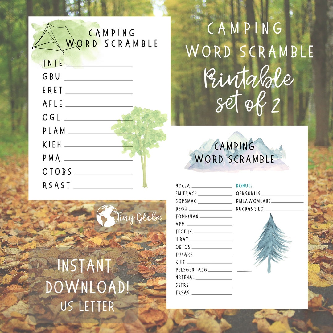 Camping Word Scramble Printable (multi-pack) - Etsy