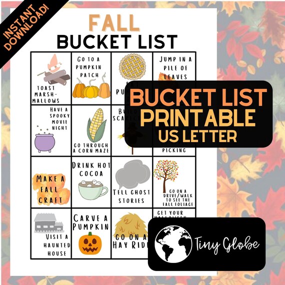 Fall Bucket List Printable INSTANT DOWNLOAD - Etsy