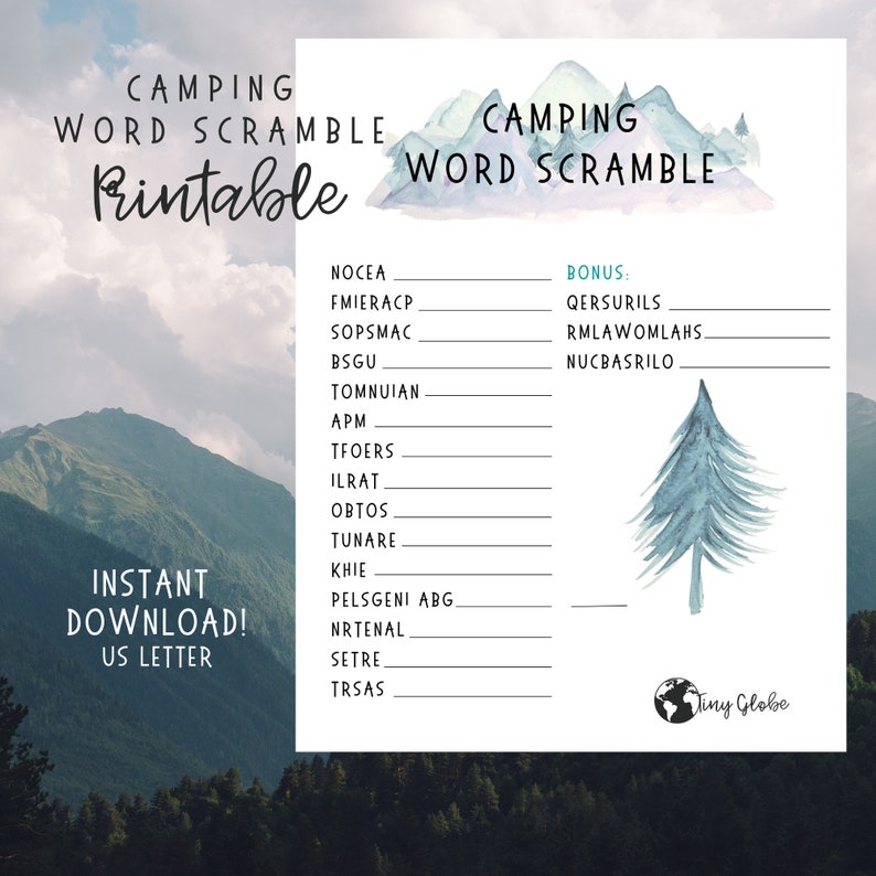 Camping Word Scramble Printable (big Explorers) - Etsy