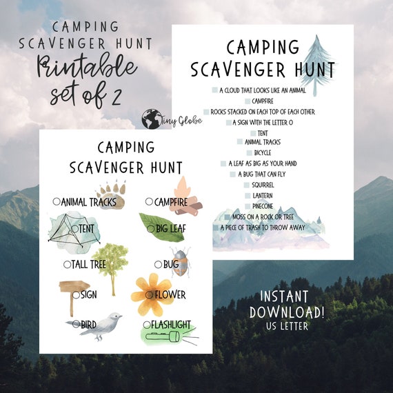 Camping Scavenger Hunt Printable multi-pack - Etsy
