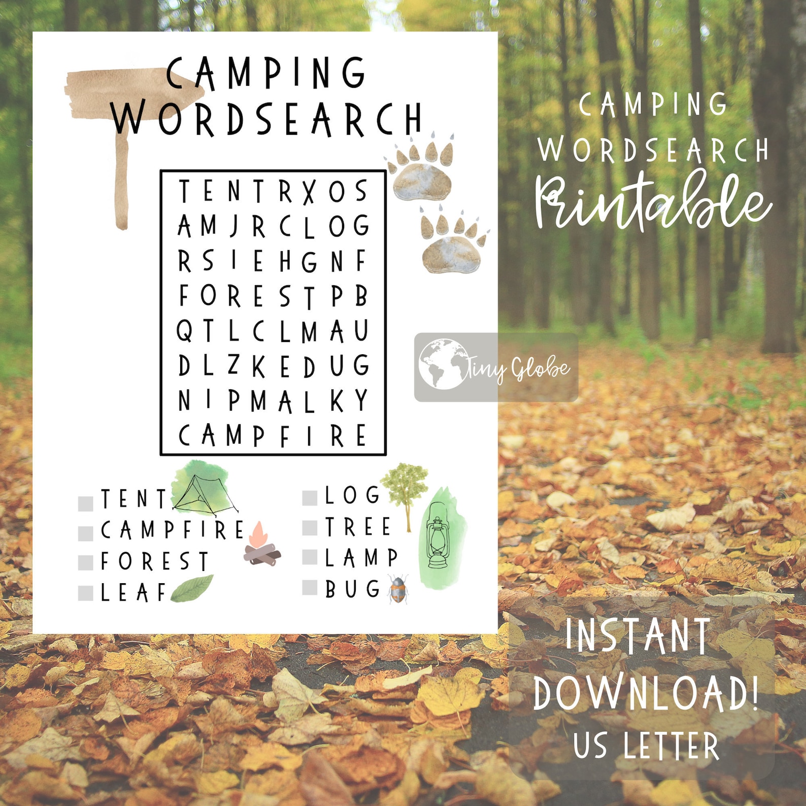 Camping Wordsearch Printable (tiny Explorers) - Etsy