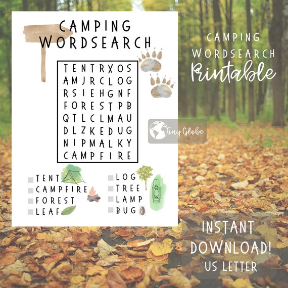 Camping Wordsearch Printable tiny explorers | Etsy