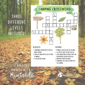 Camping Crossword Puzzle Printable (multi-pack) - Etsy