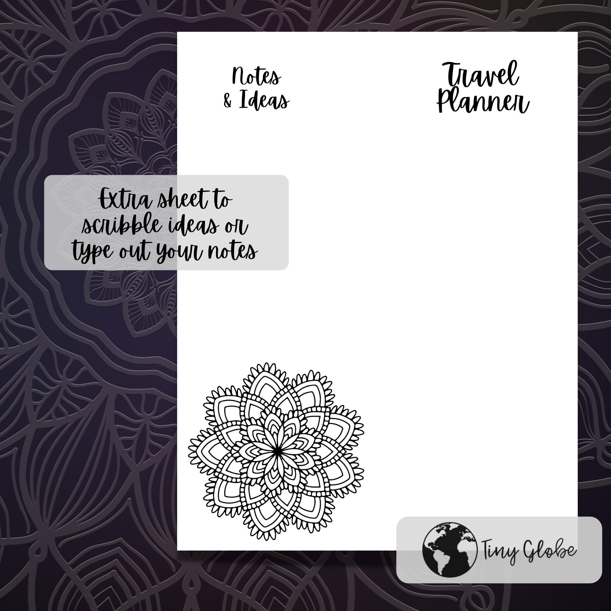 Mandala Travel Planner & Itinerary Printable **bonus Packing List ...