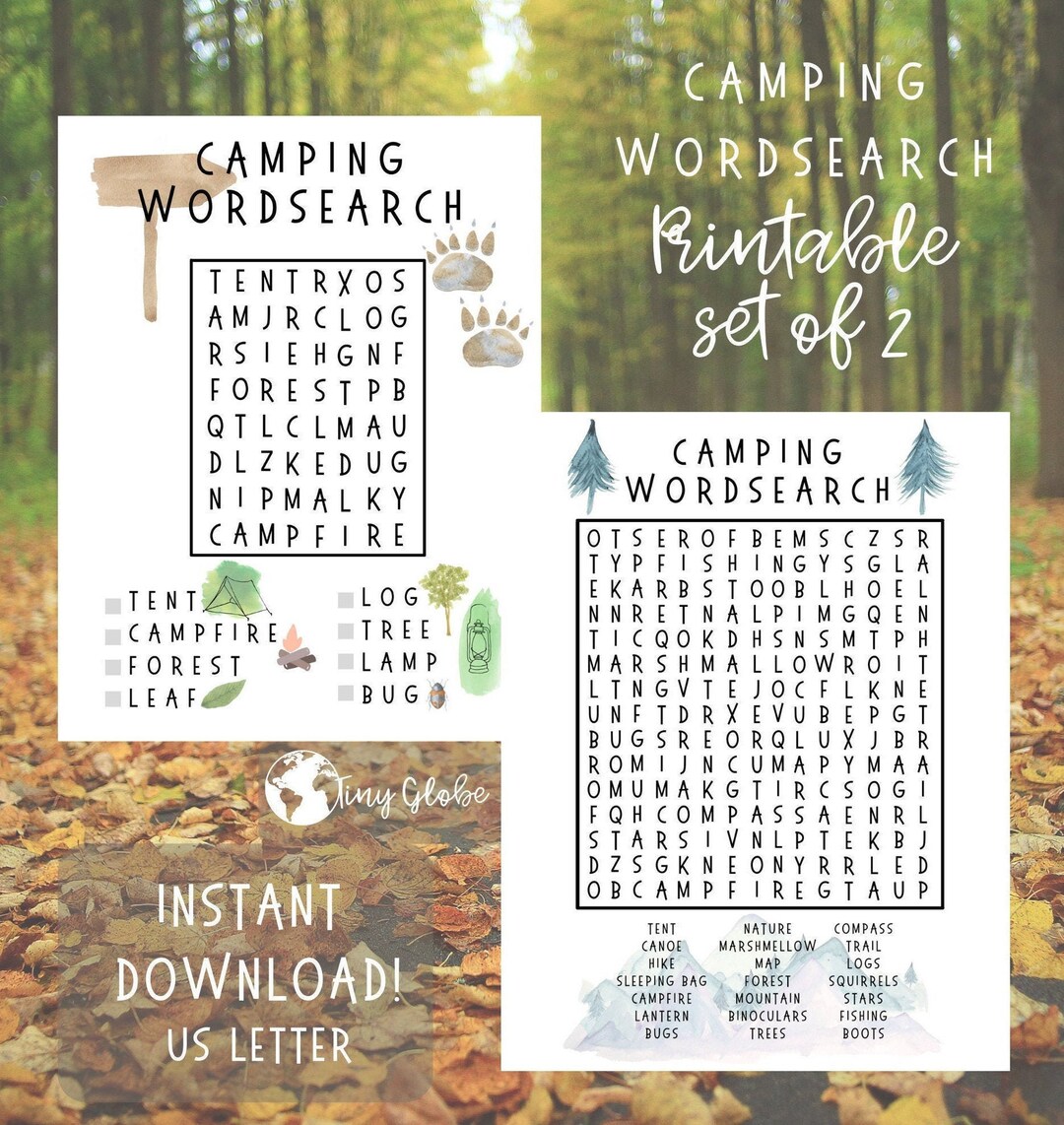 Camping Wordsearch Printable (multi-pack) - Etsy