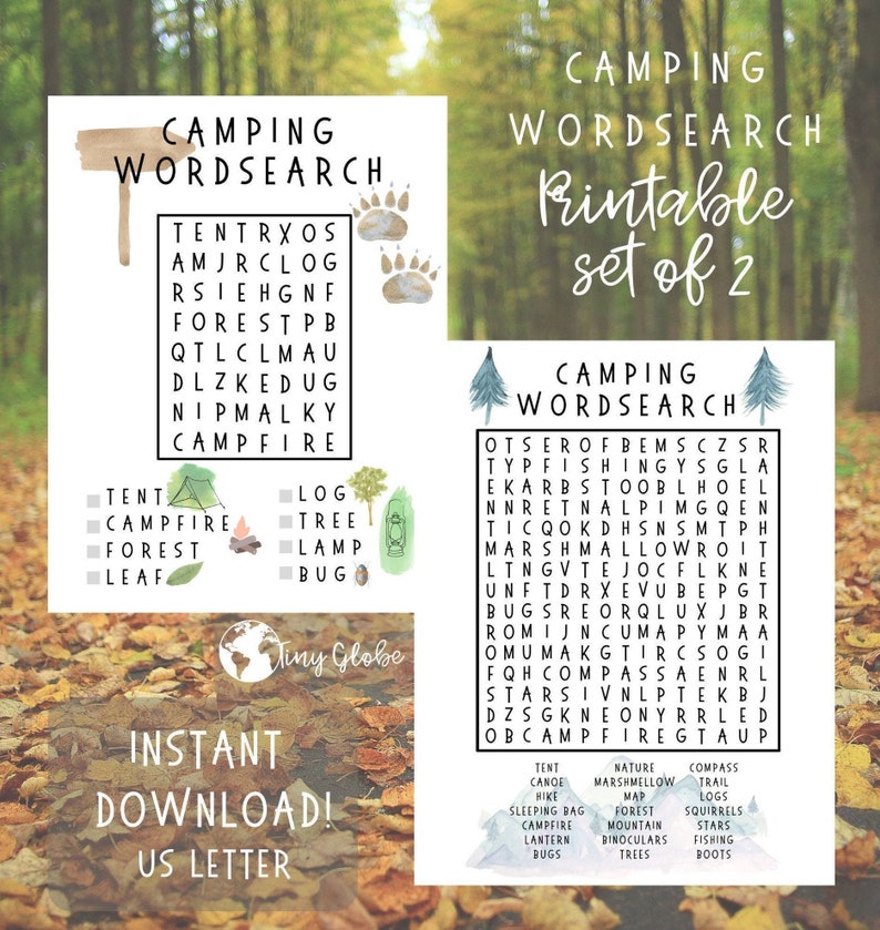 Camping Wordsearch Printable (multi-pack) - Etsy