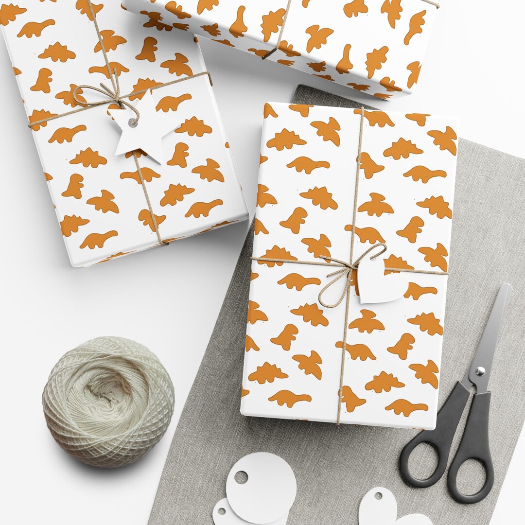 Dino Chicken Nugget Gift Wrap Papers, Wrapping Paper Roll for Birthday ...