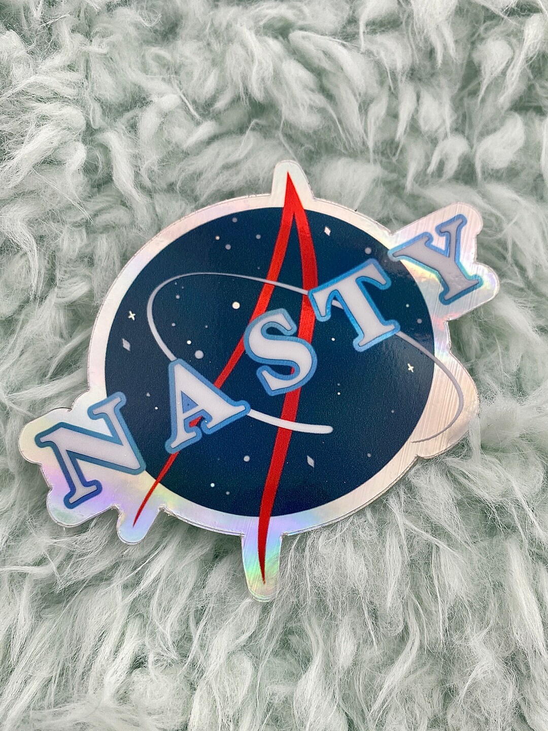 Holographic Nasty NASA Vinyl Sticker - Etsy