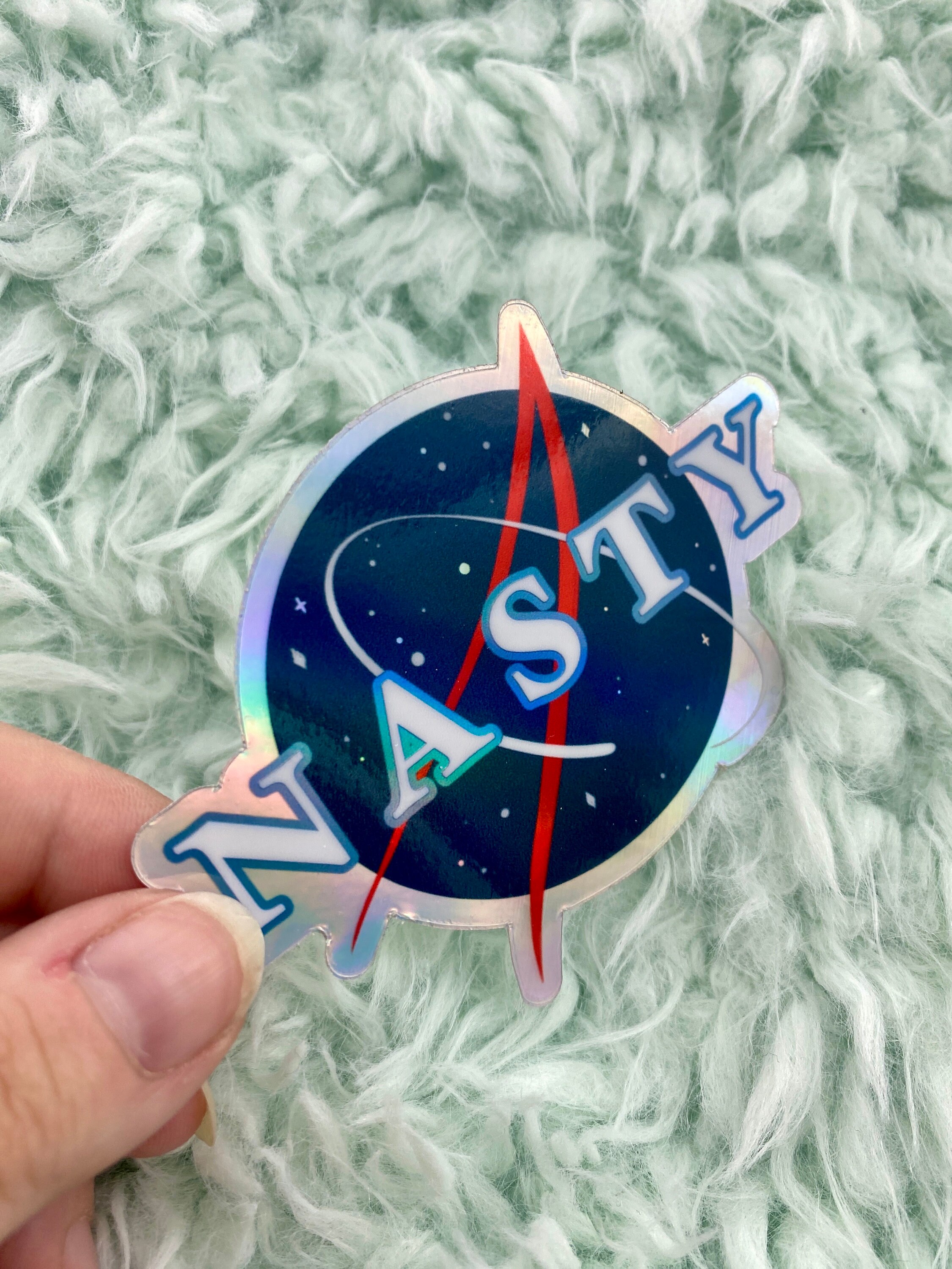 Holographic Nasty NASA Vinyl Sticker - Etsy