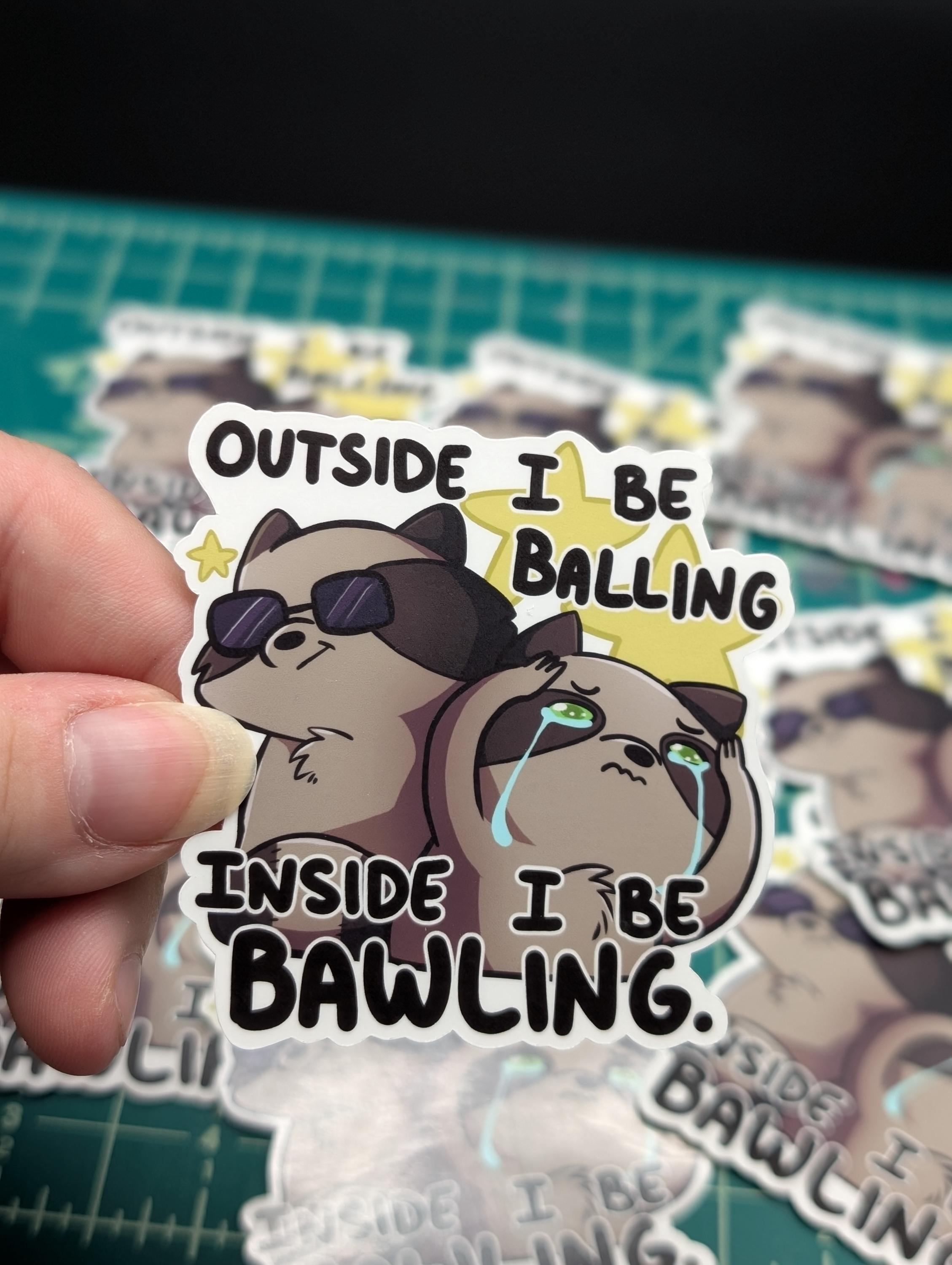 Funny Raccoon Trash Panda Meme Sticker Sad Cry Outside I Be Balling ...