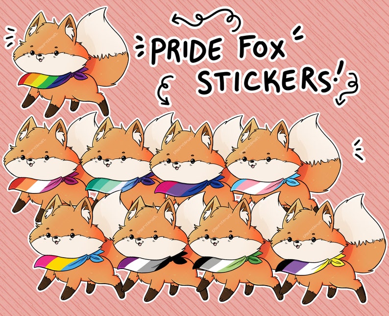 PRIDE LGBTQ Fox Stickers - Lesbian Gay Bi Trans Pan Aro Ace Rainbow ...