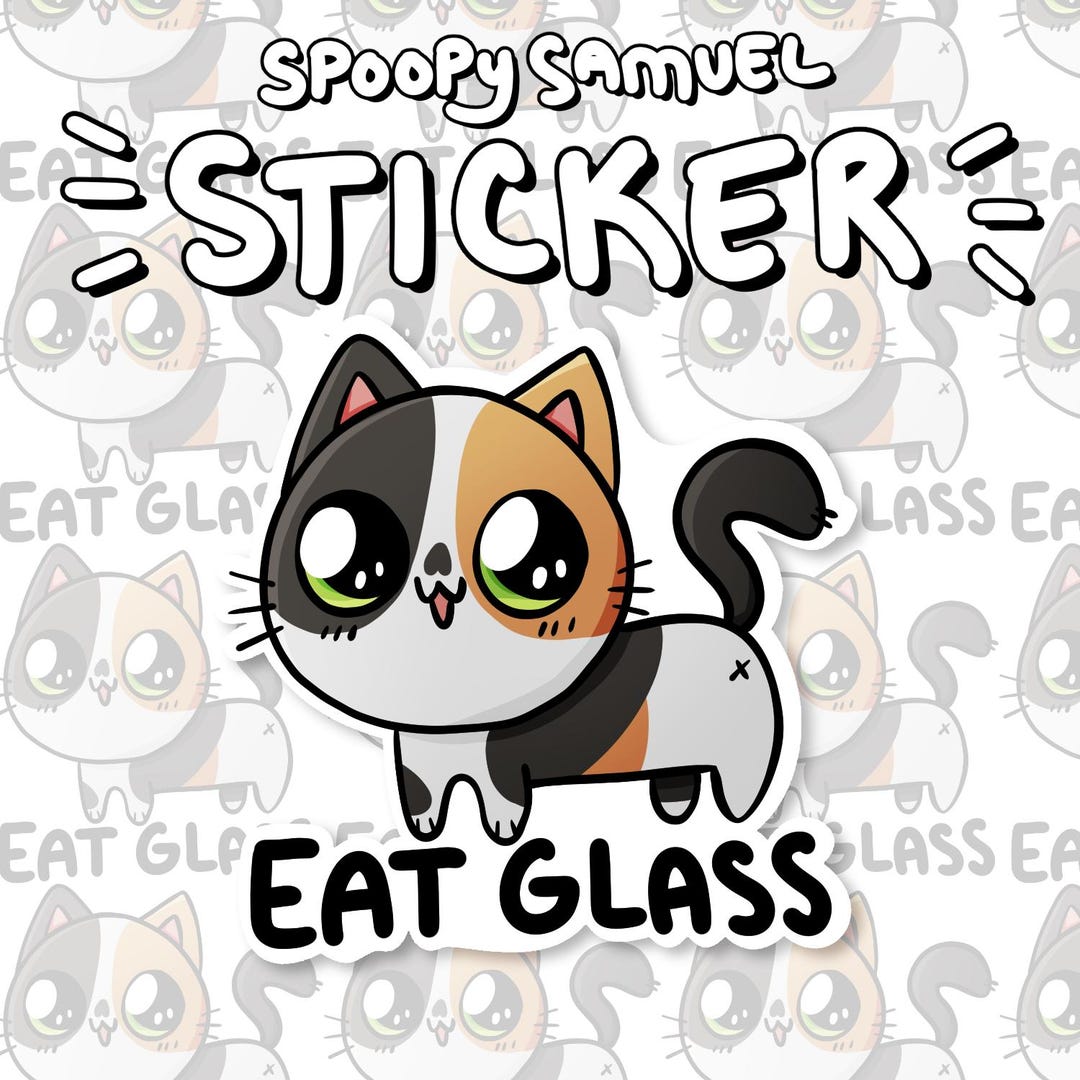 Funny Cat Kitty Meme Sticker Eat Glass Calico - Etsy