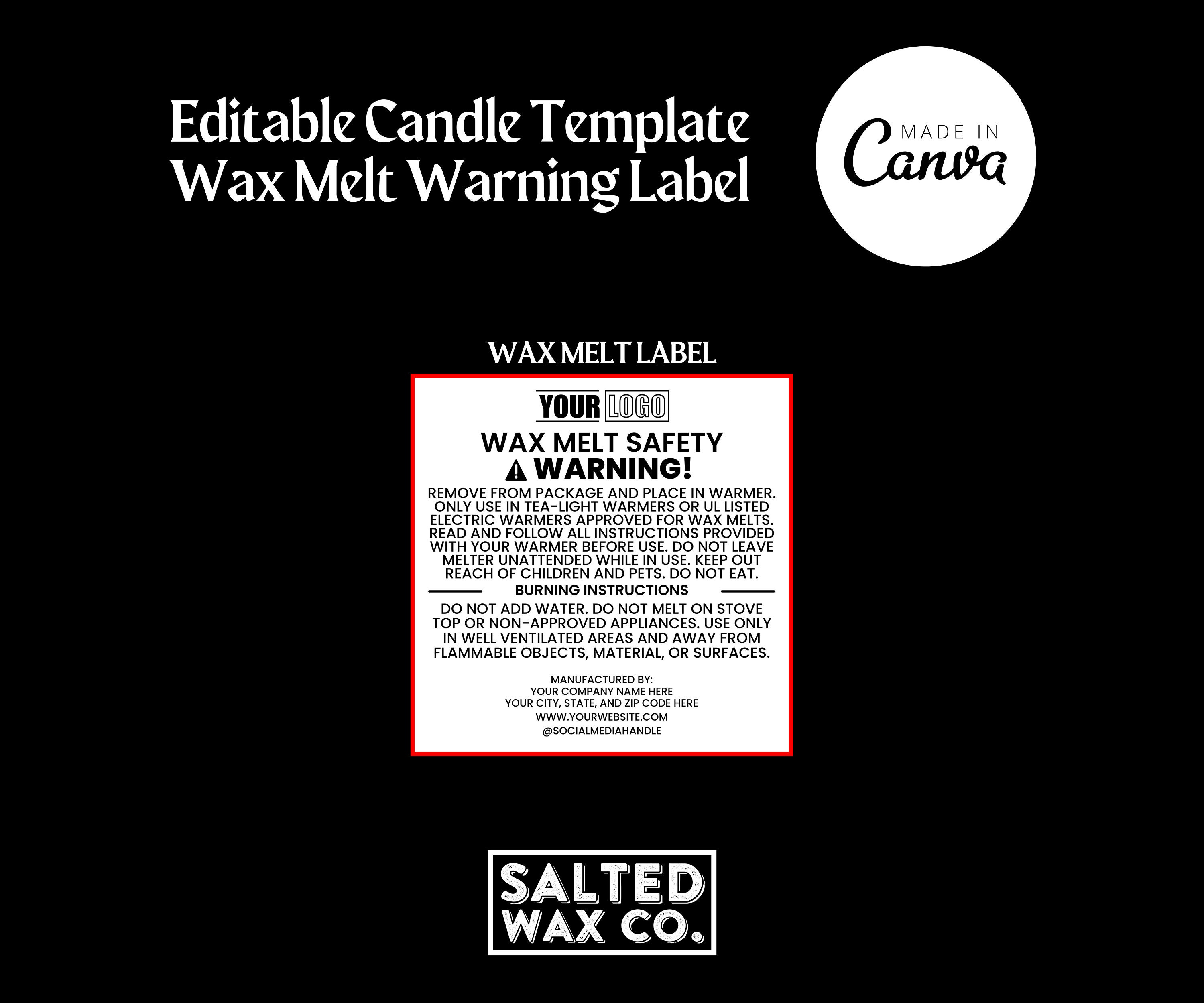 Editable Wax Melt Warning Label Template - Etsy Editable Wax Melt Warning Label Template - Etsy