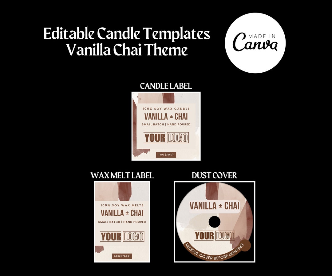 Editable Candle Template Bundle Vanilla Chai Theme - Etsy