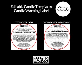 Editable Candle Warning Label Template, Candle Warning Template Canva ...