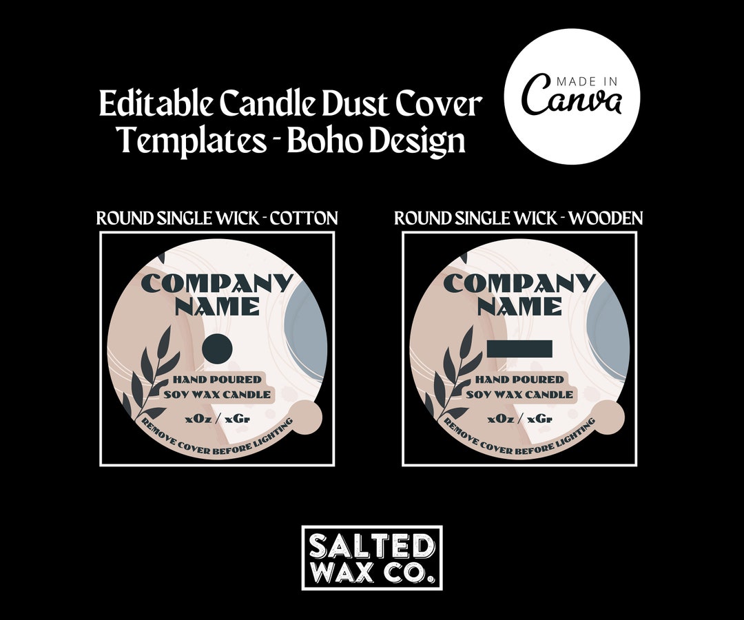 Editable Candle Dust Cover Templates - Boho Design - Etsy