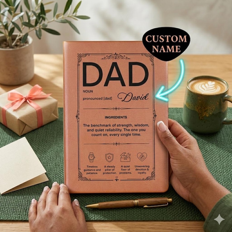 Personalized Dad Journal From Daughter, Custom Name Leather Keepsake ...