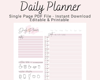 Editable PDF Daily Planner Printable & Editable Professional Daily ...