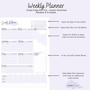 Editable PDF Weekly Planner | Printable & Editable | A4, A5, Letter ...
