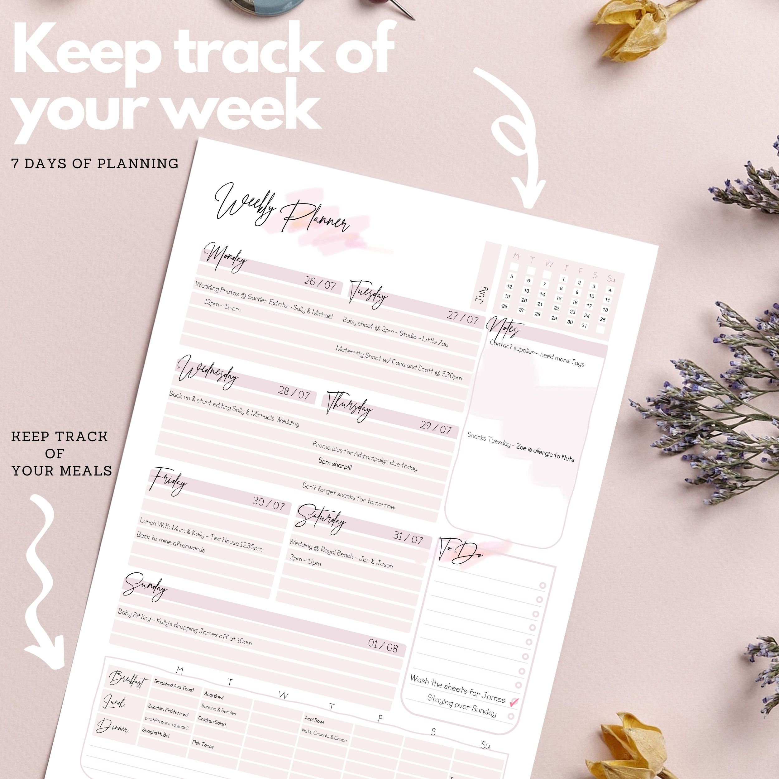 Editable PDF Weekly Planner | Printable & Editable | A4, A5, Letter ...