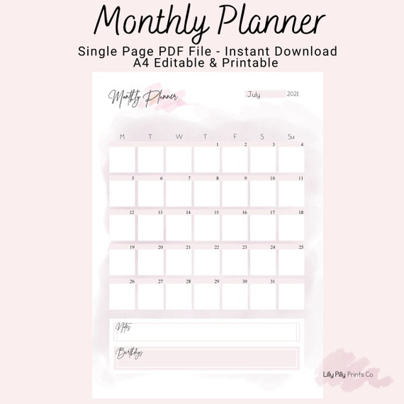 Editable PDF Weekly Planner Printable & Editable A4 A5 | Etsy