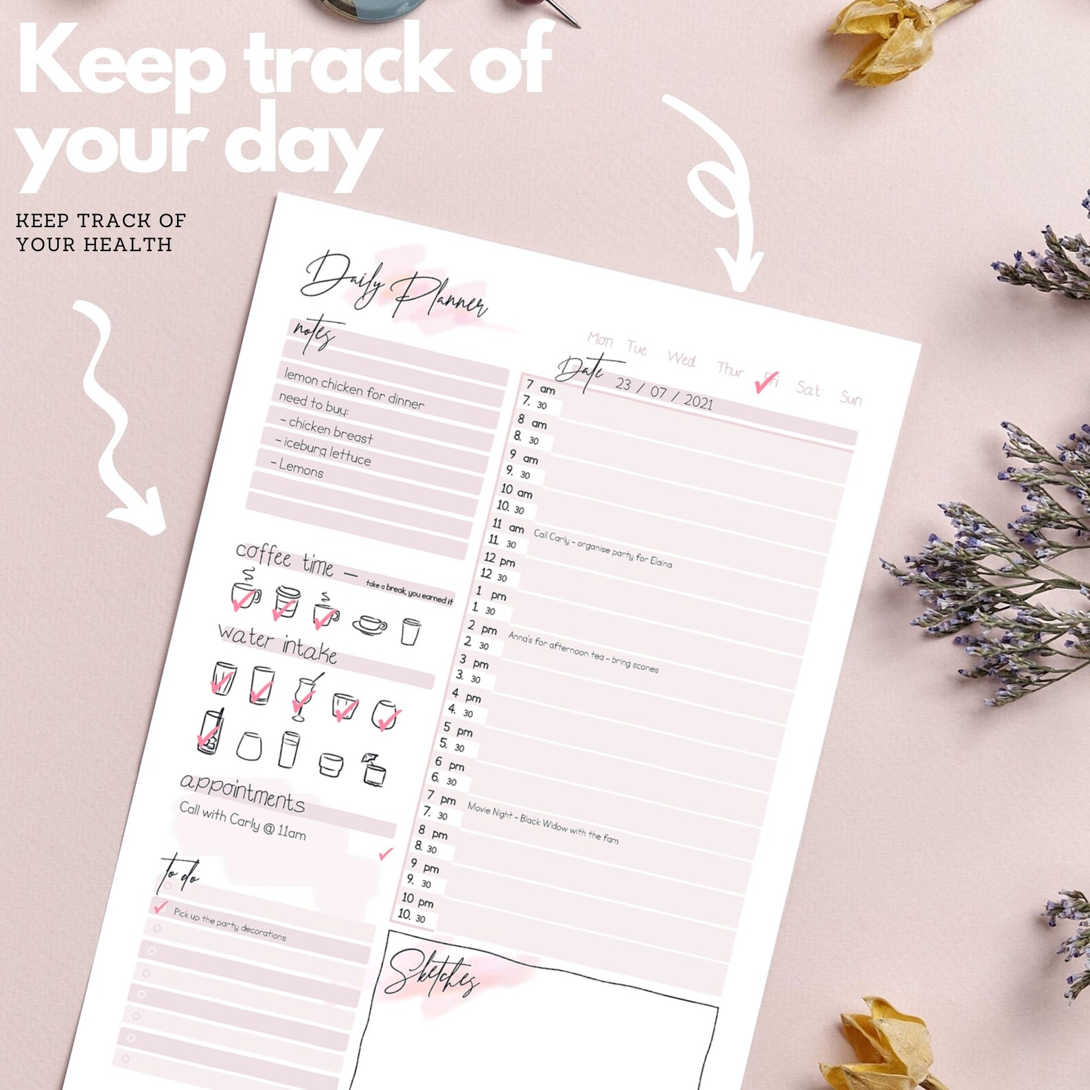 Editable PDF Daily Planner | Printable & Editable | Professional Daily ...