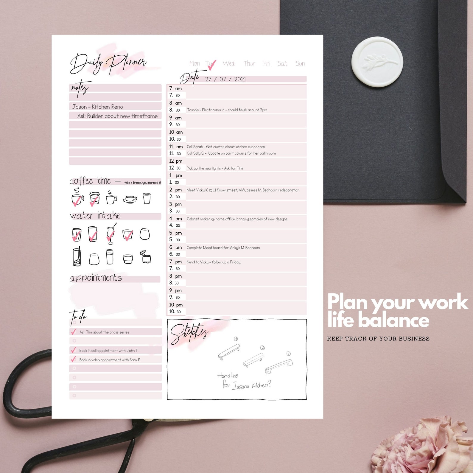 Editable PDF Daily Planner | Printable & Editable | Professional Daily ...
