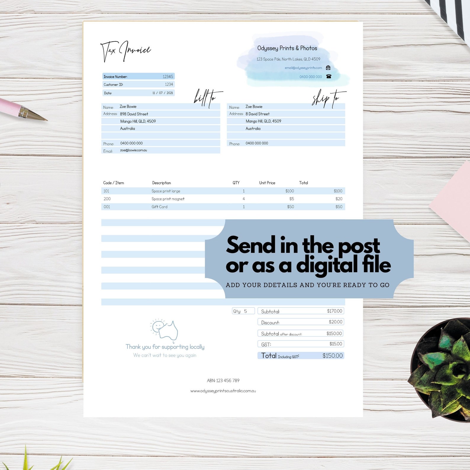 Editable PDF Tax Invoice | Printable & Editable | Professional Tax ...