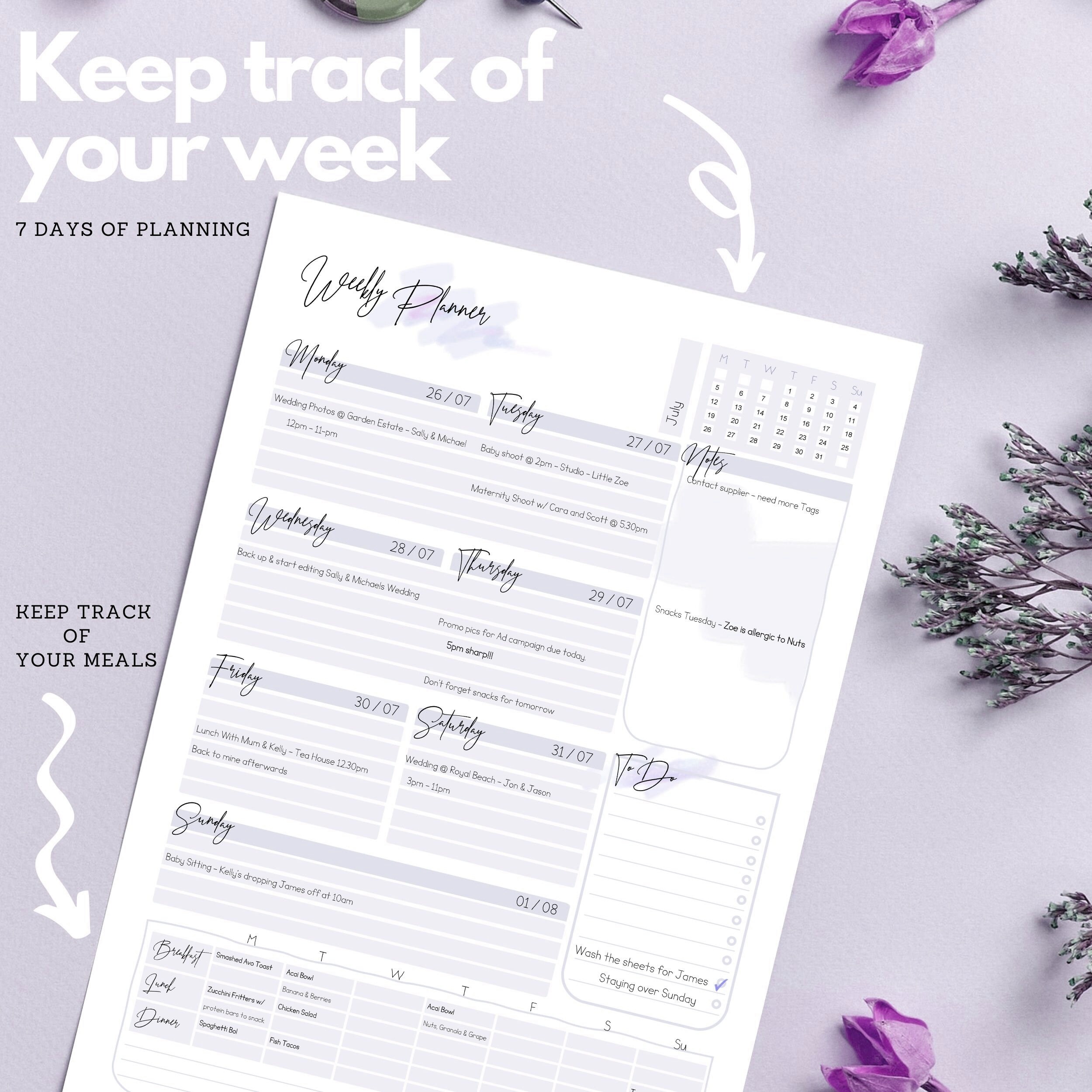 Editable PDF Weekly Planner | Printable & Editable | A4, A5, Letter ...