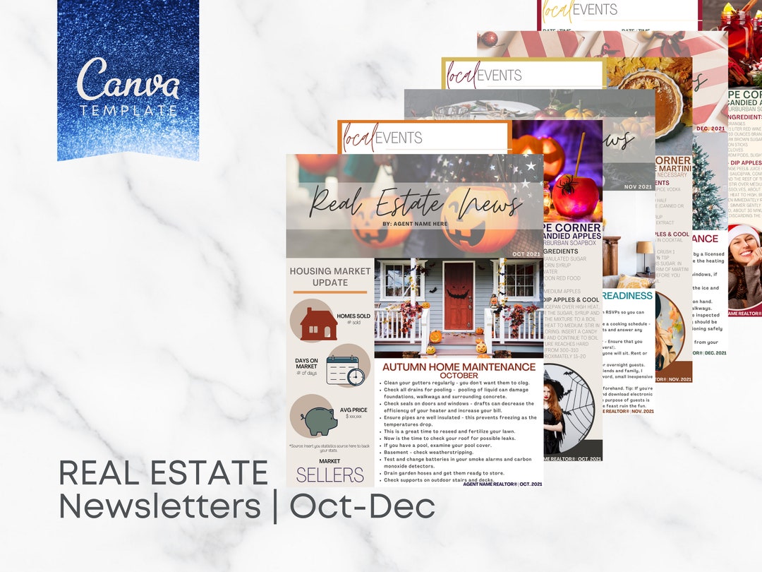 Real Estate Fall Autumn Winter Holiday Christmas Beach Canva Newsletter ...
