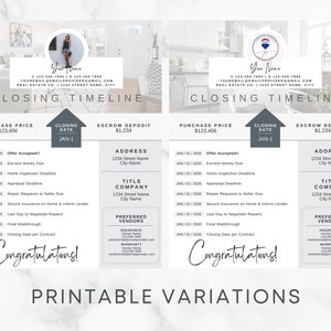 Real Estate Closing Timeline Printable Letter Size & Mobile - Etsy