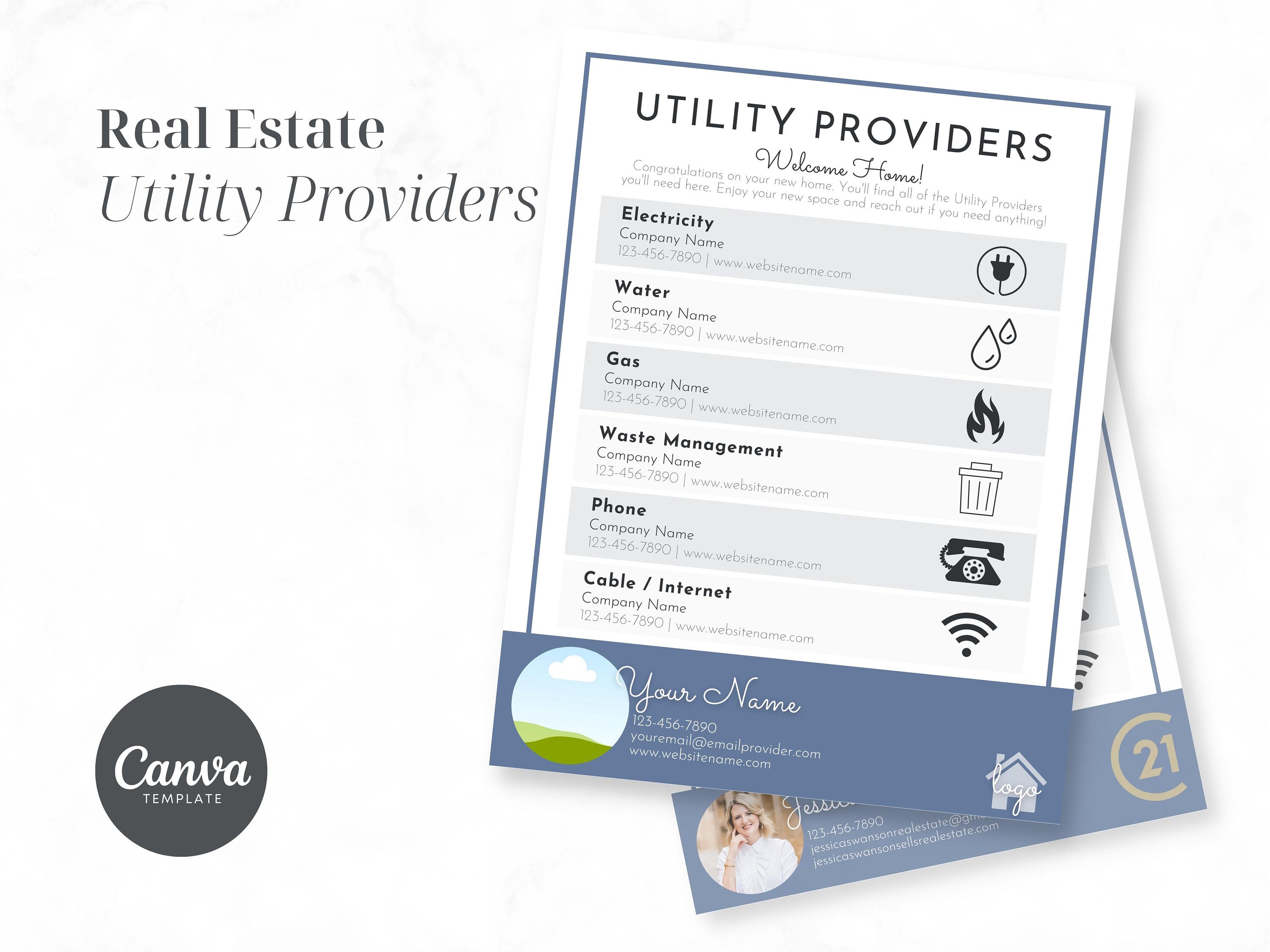 Utility Providers Printable or Digital Flyer Real Estate - Etsy