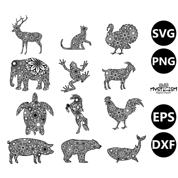 Animal Mandala Svg - Etsy