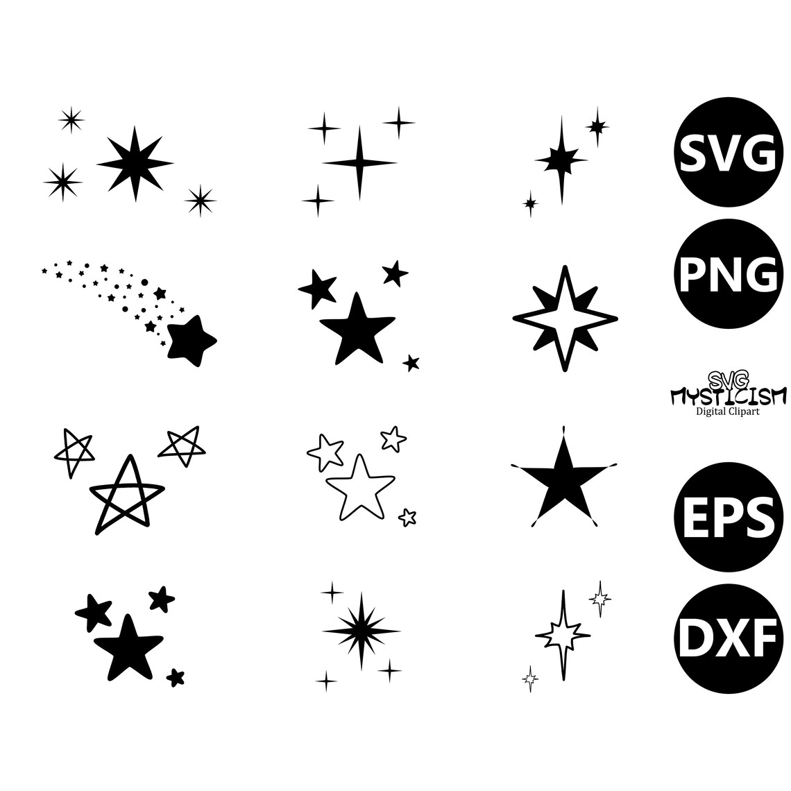 12 Star Designs Bundle Star SVG Vector Digital Clipart - Etsy