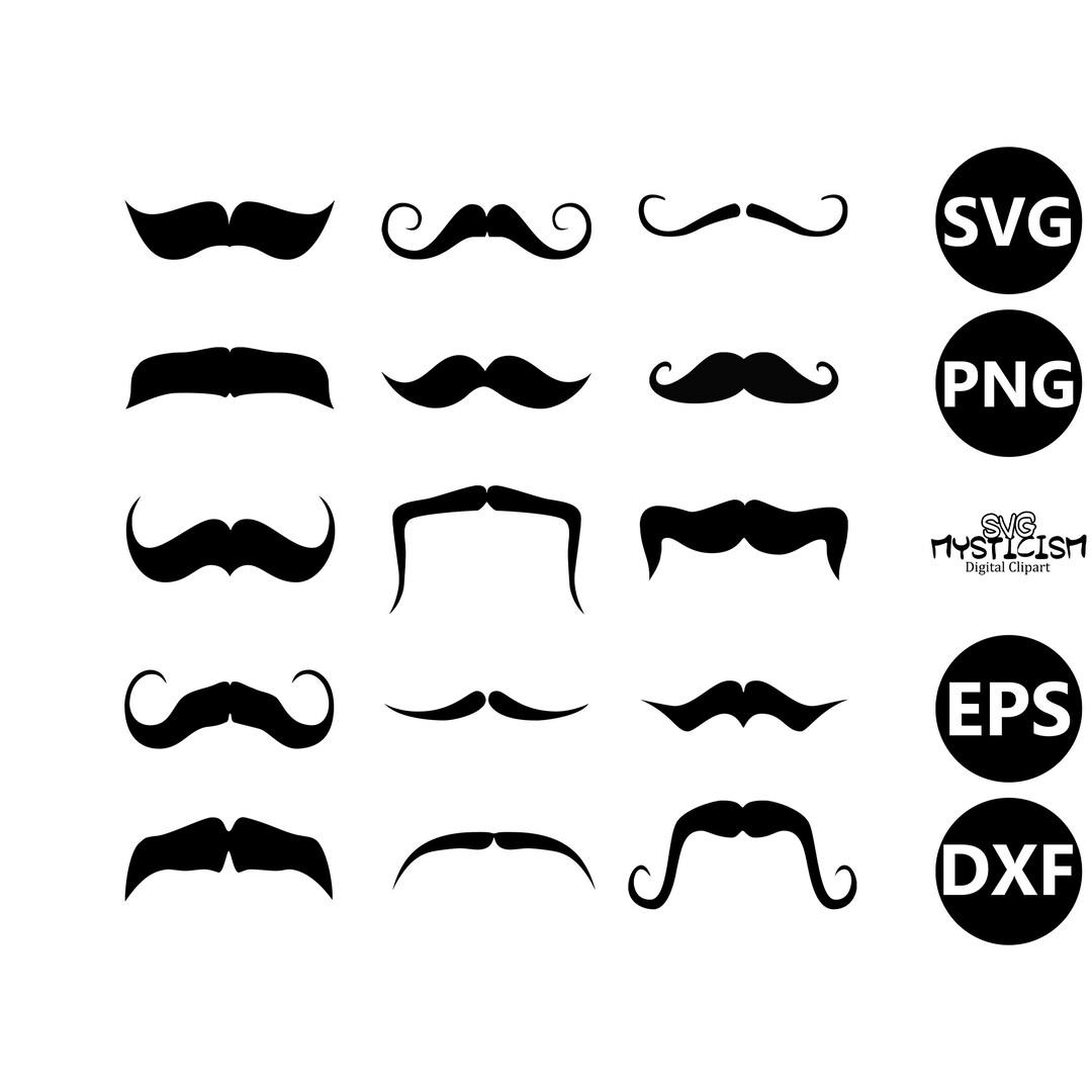 Mustache Bundle SVG Vector Digital Clipart - Etsy