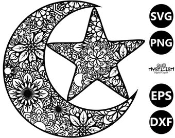Moon Mandala Svg | Etsy