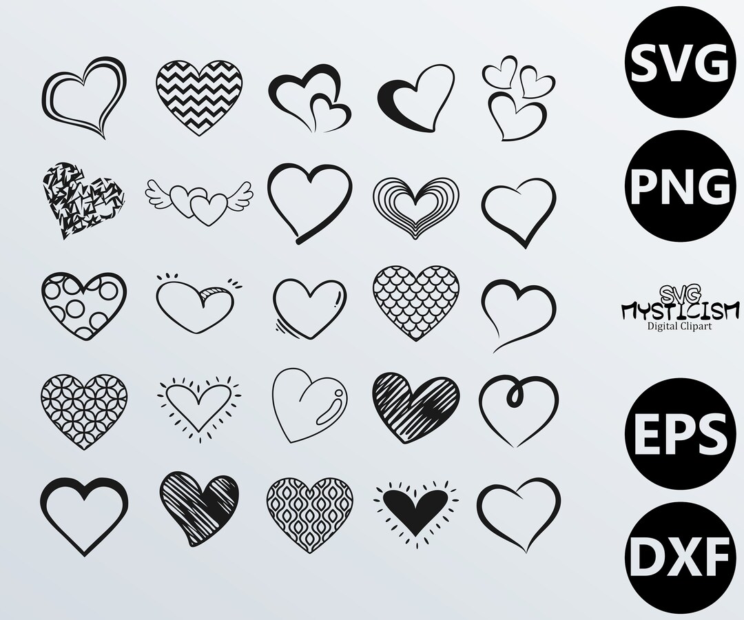 25 Heart SVG Bundle Vector Digital Clip Art - Etsy