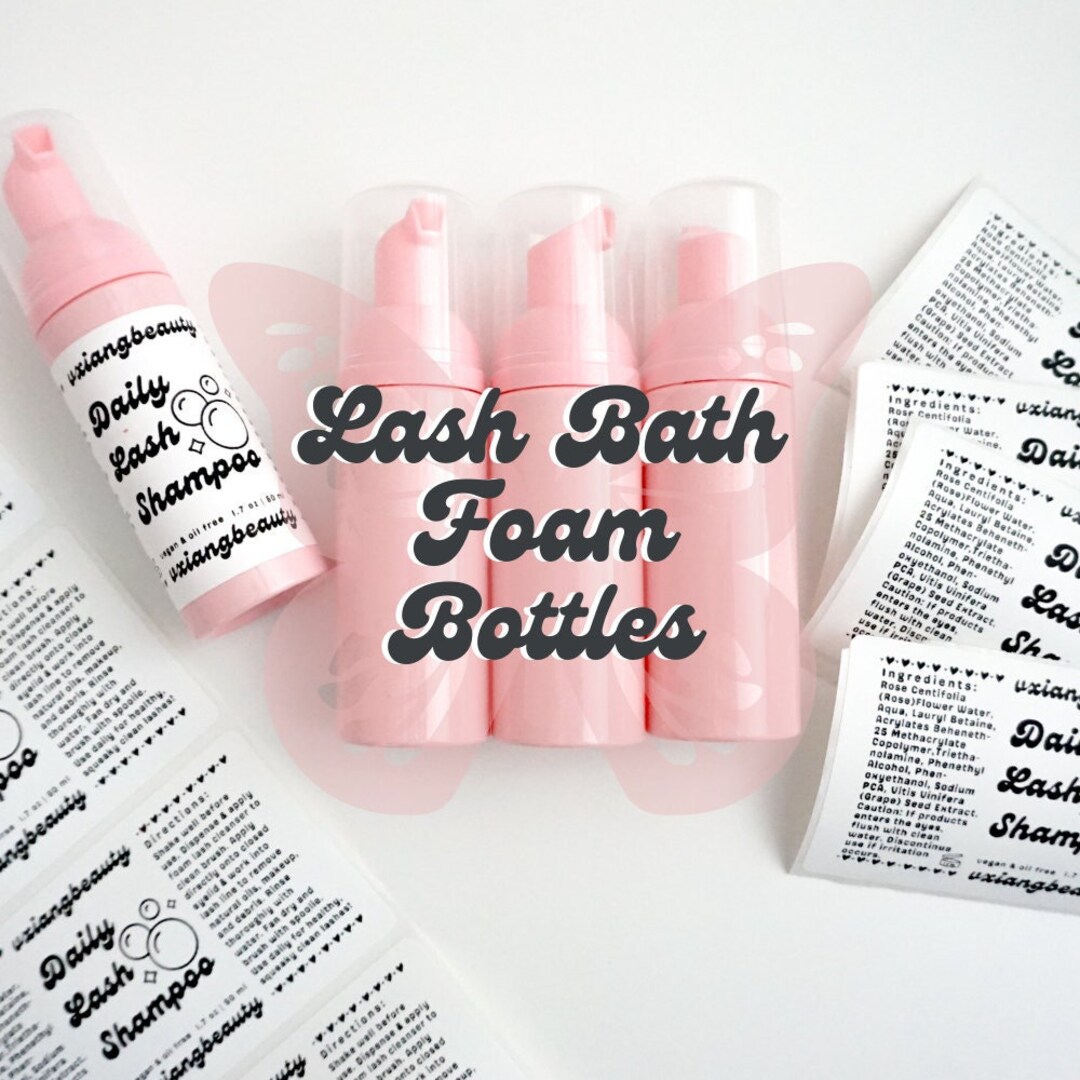 Foam Lash Bath Shampoo Bottles for Eyelash Extension Aftercare | 2oz ...