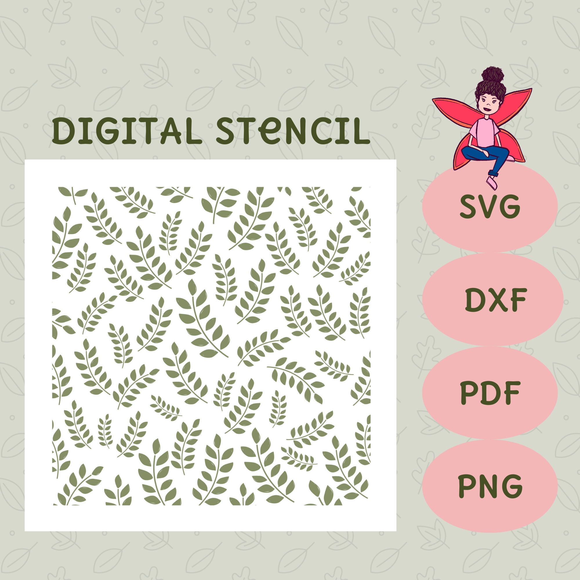 Leaves Pattern Cookie Stencil Digital Download Leaf Pattern for ...