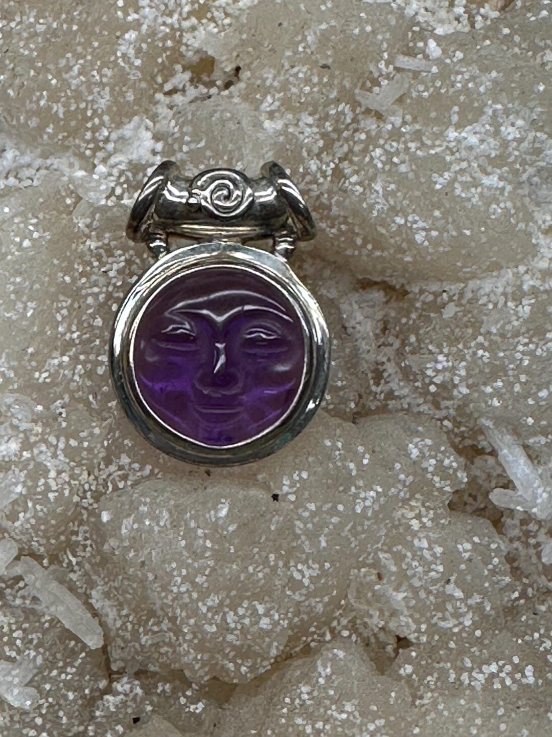 SAJEN Amethyst and Sterling Moon Face Pendant - Etsy