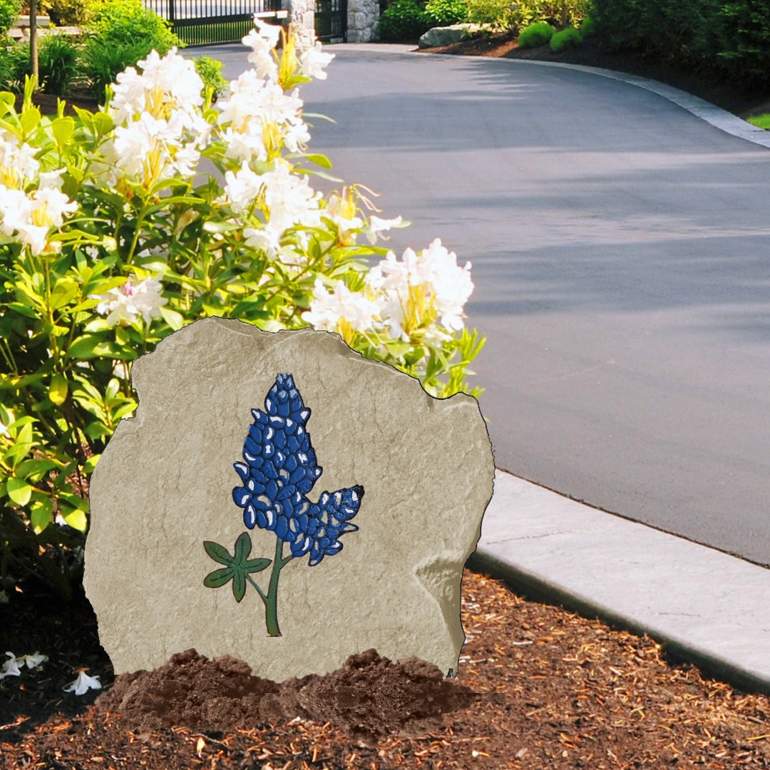 Address Stone Painted Stones Bluebonnet Stone Hand Carved Hand Painted ...