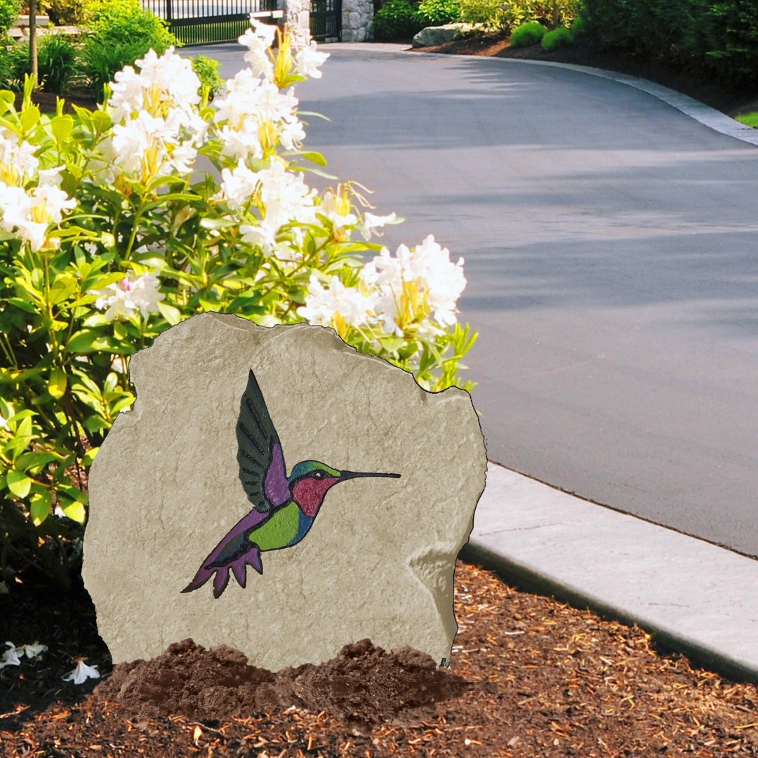 Painted Stones Hummingbird Stone Hand Carved Hand Painted Address ...